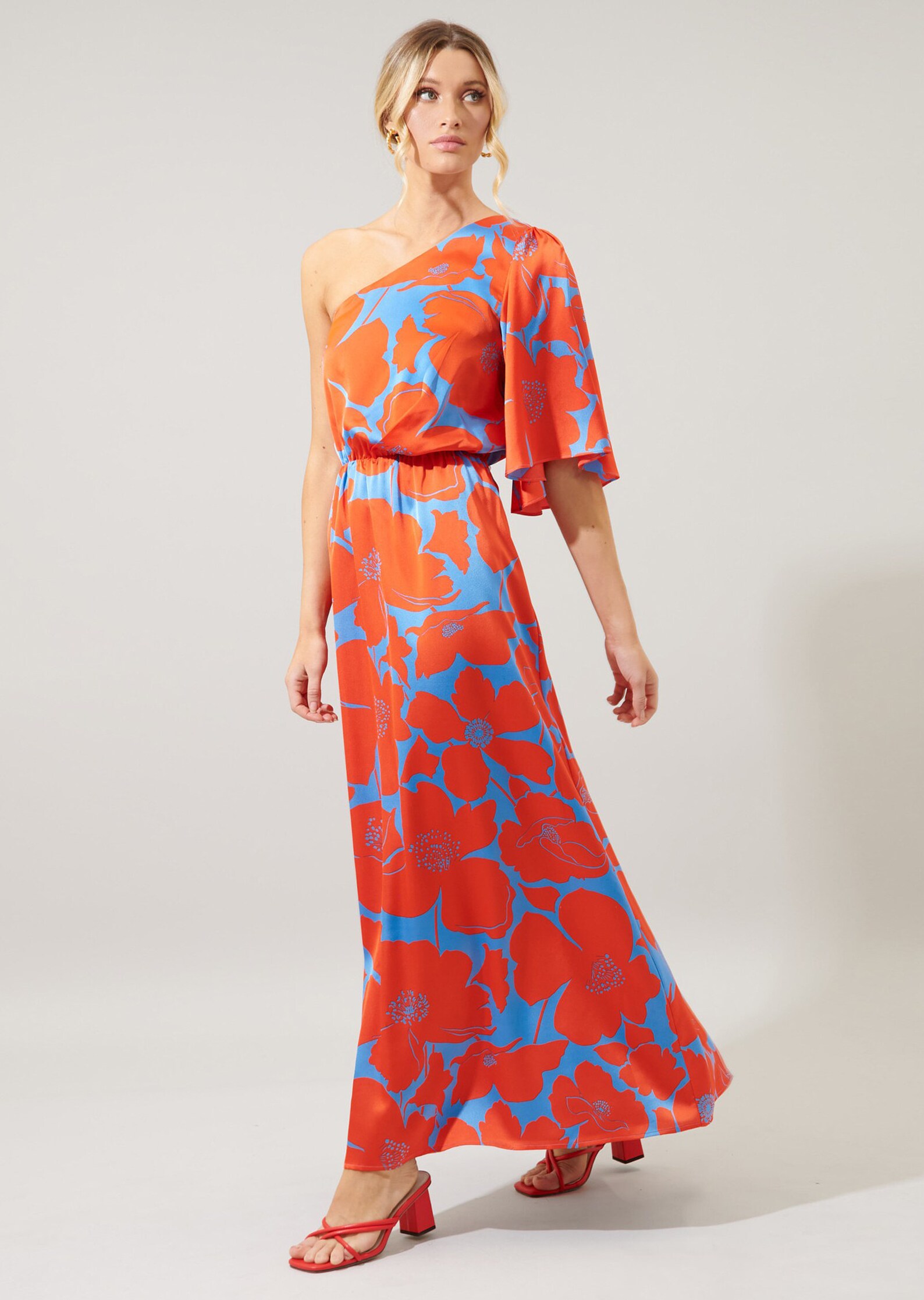 Carly One Shoulder Poppy Dress One Shoulder Long Dress - Etsy