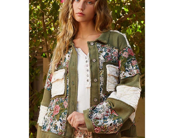 Stella Bohemian Patchwork Jacket, Vintage Style Shacket, Retro ...