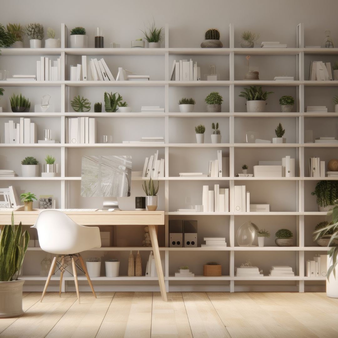 Virtual Office Backgrounds | Modern Sustainable Office Plant Shelves ...