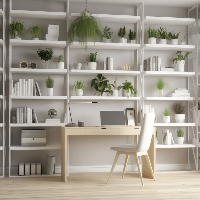 Virtual Office Backgrounds | Modern Sustainable Office Plant Shelves ...