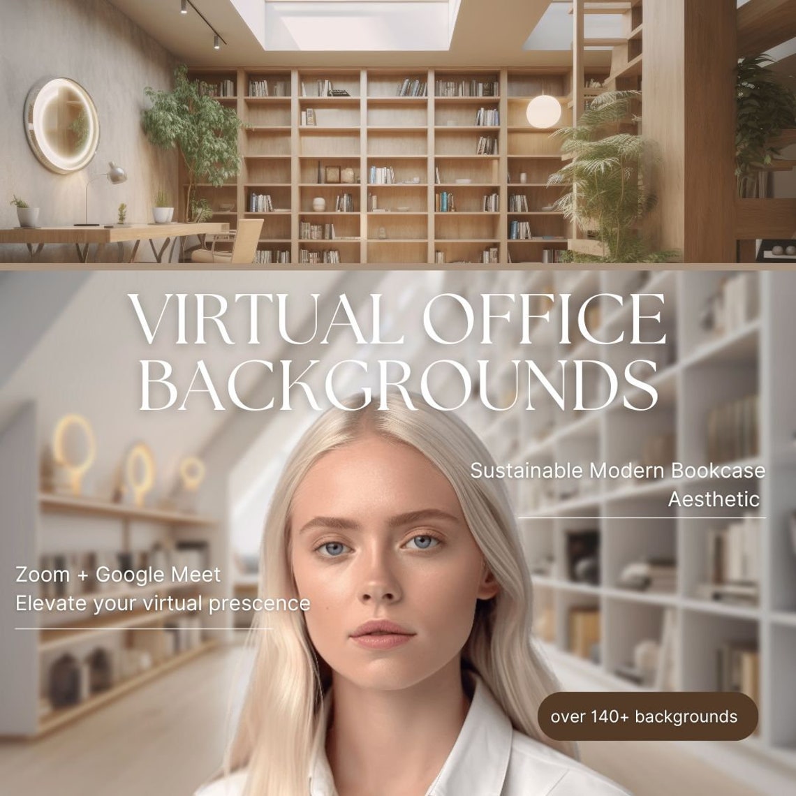 Modern Sustainable Virtual Bookcase Backgrounds | Modern Bookshelves ...