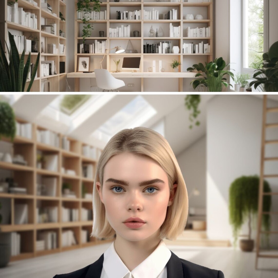 Virtual Office Backgrounds | Modern Sustainable Office Plant Shelves ...