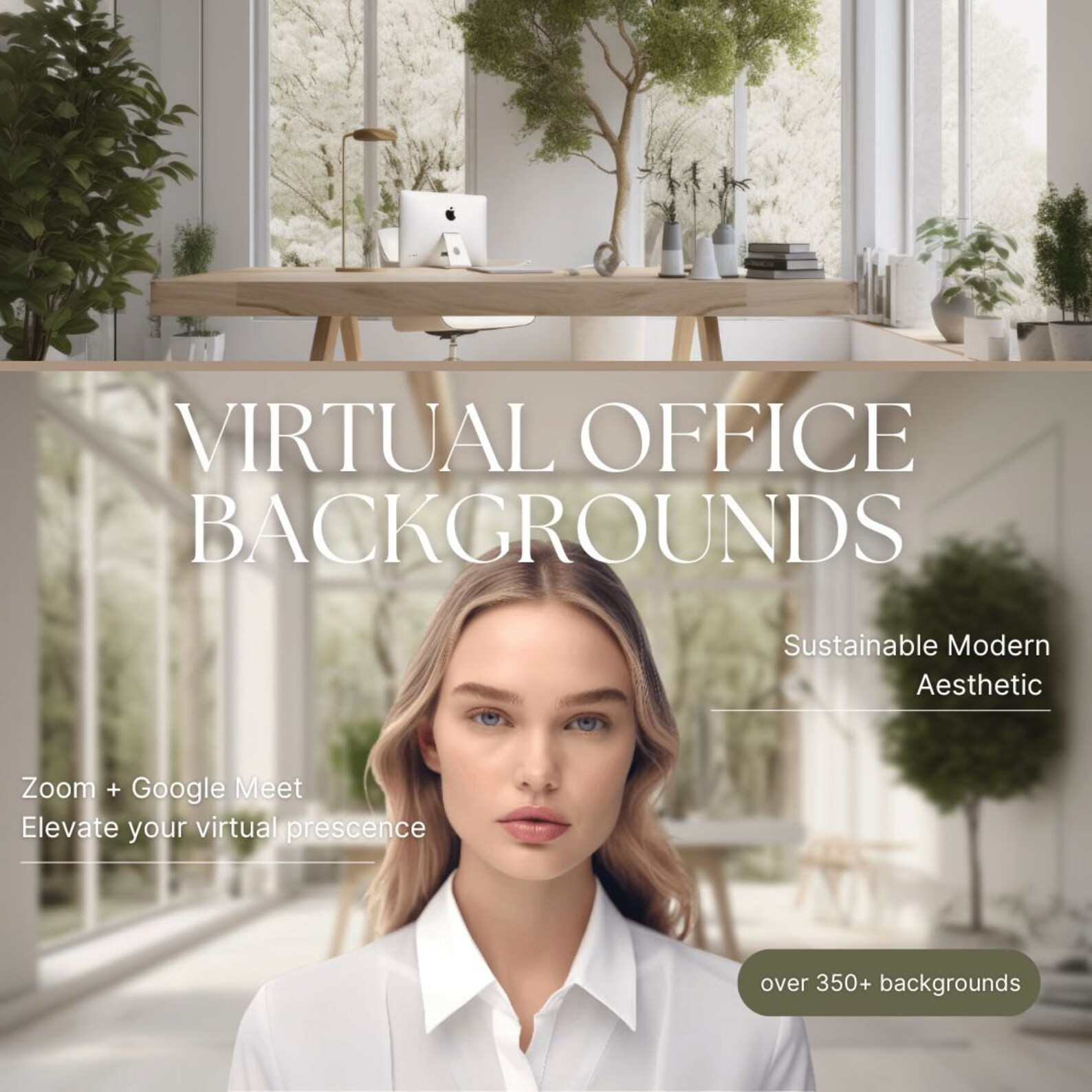 Virtual Office Backgrounds Modern Office Zoom and Googlemeet Video Call ...