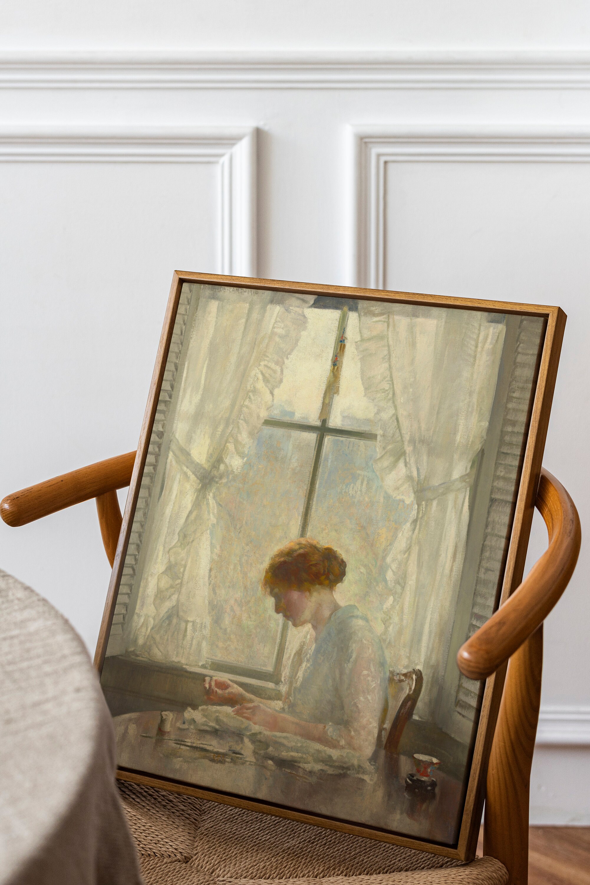 Vintage Painting the Seamstress (1916) by Joseph Rodefer Decamp Digital ...