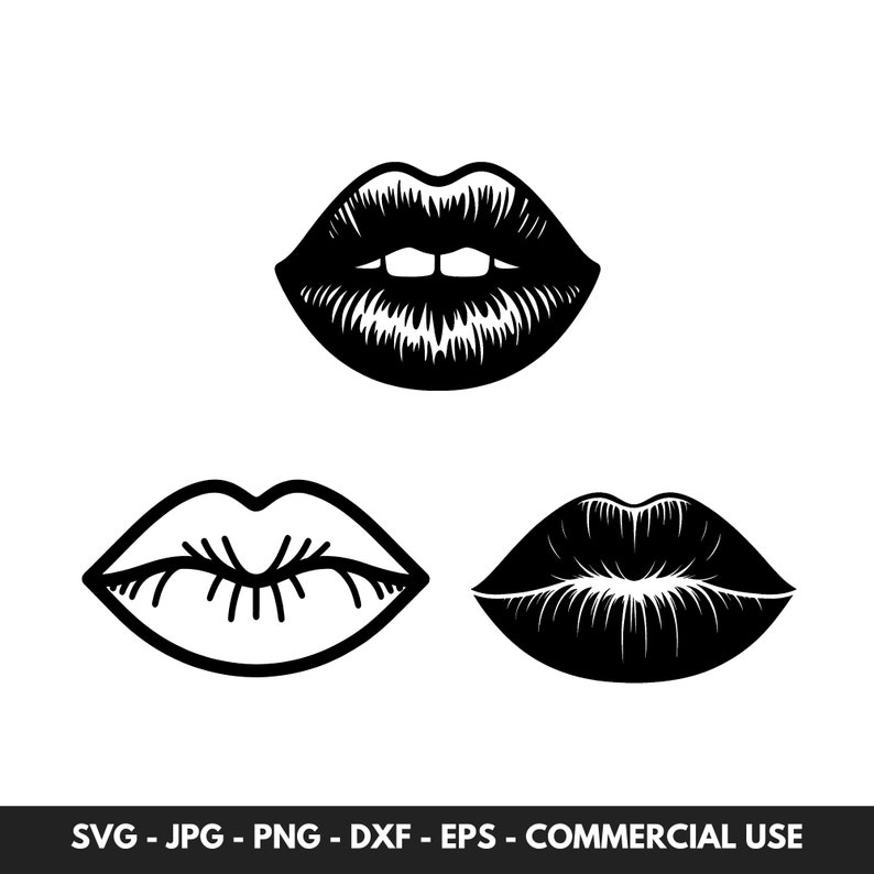 Lips SVG Vector Bundle With 3 Kiss and Beauty Clipart PNG Images Ideal ...