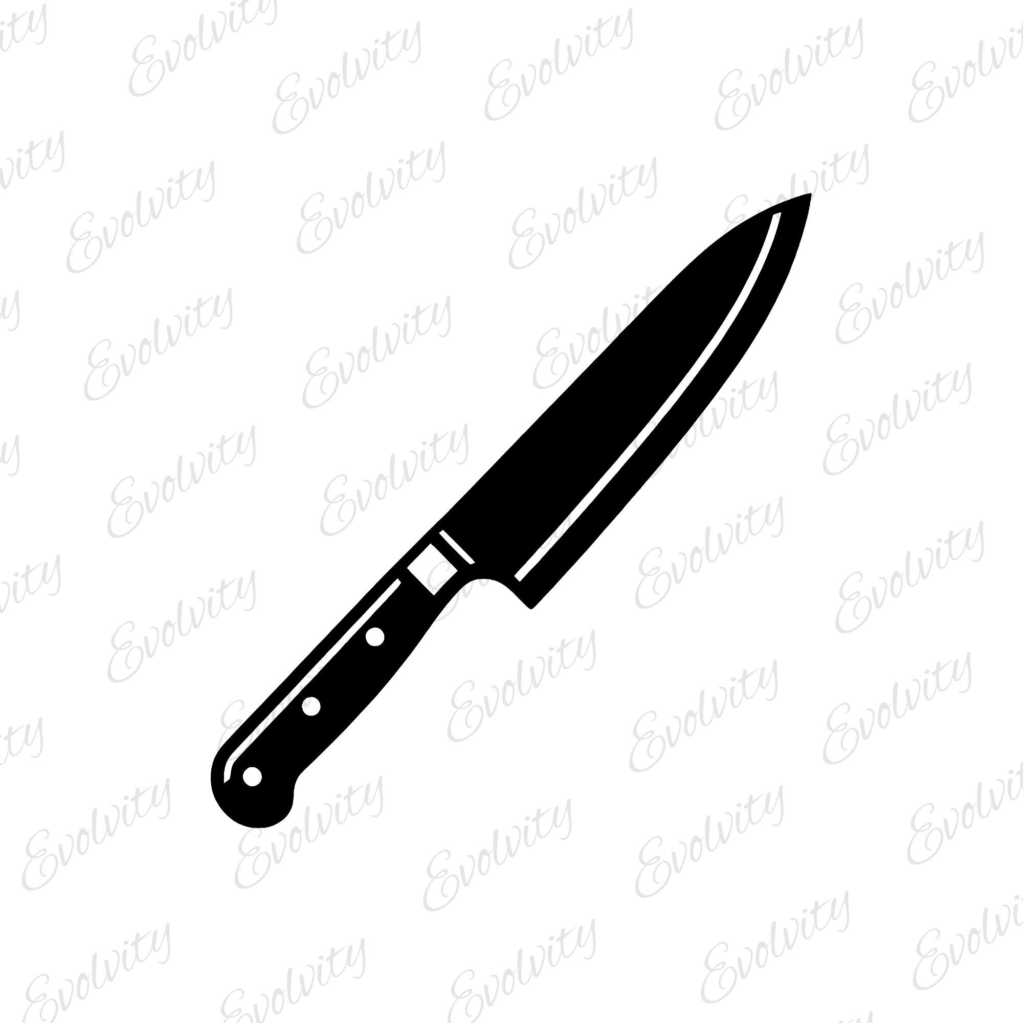 Kitchen Knife SVG Vector Bundle With 7 Chef Knife Clipart Silhouette ...