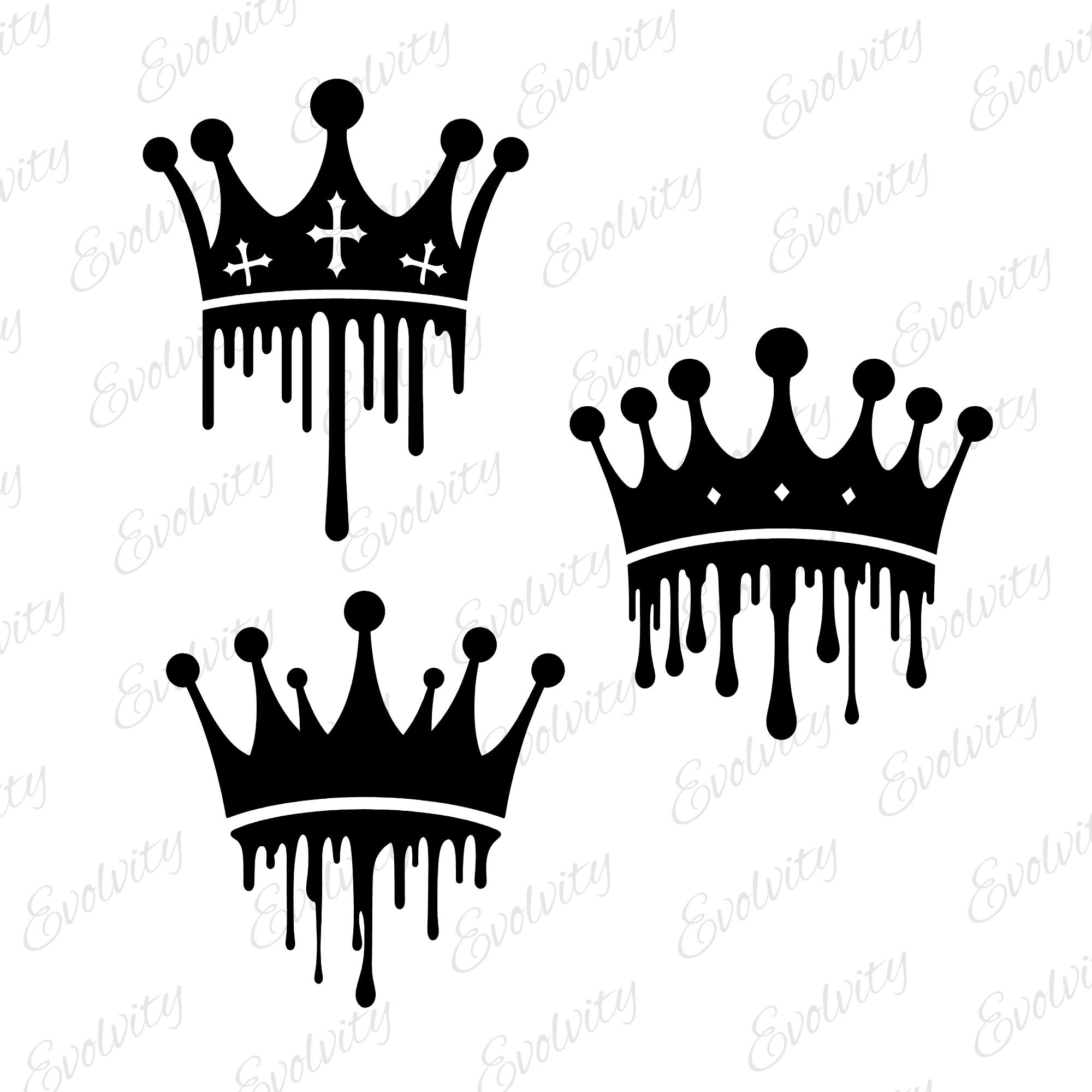 Dripping Crown SVG Vector Bundle and Drip King Queen Princess Crown ...