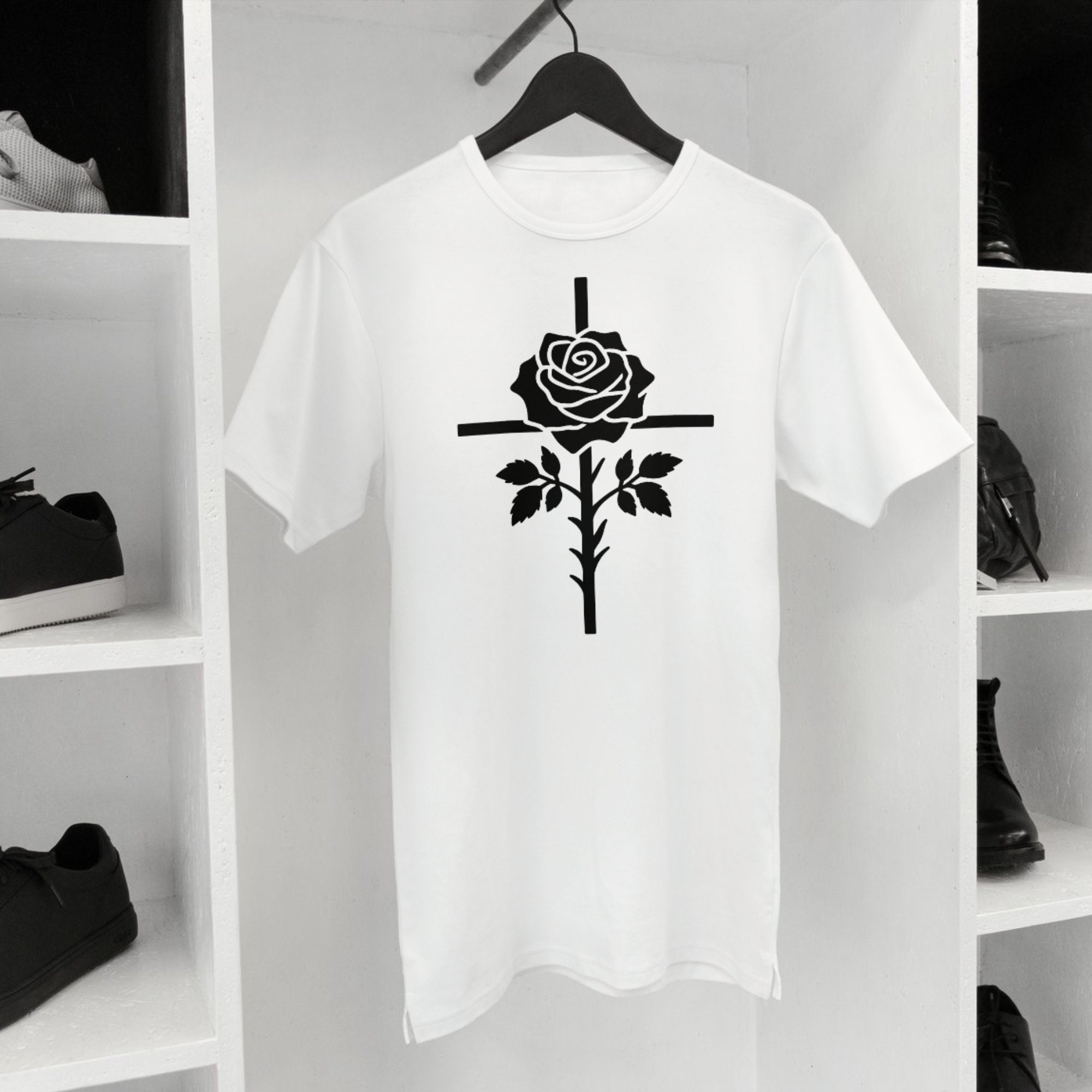 Cross With Rose Vector Graphic, Cross PNG, Rose Clipart, Beautifully ...