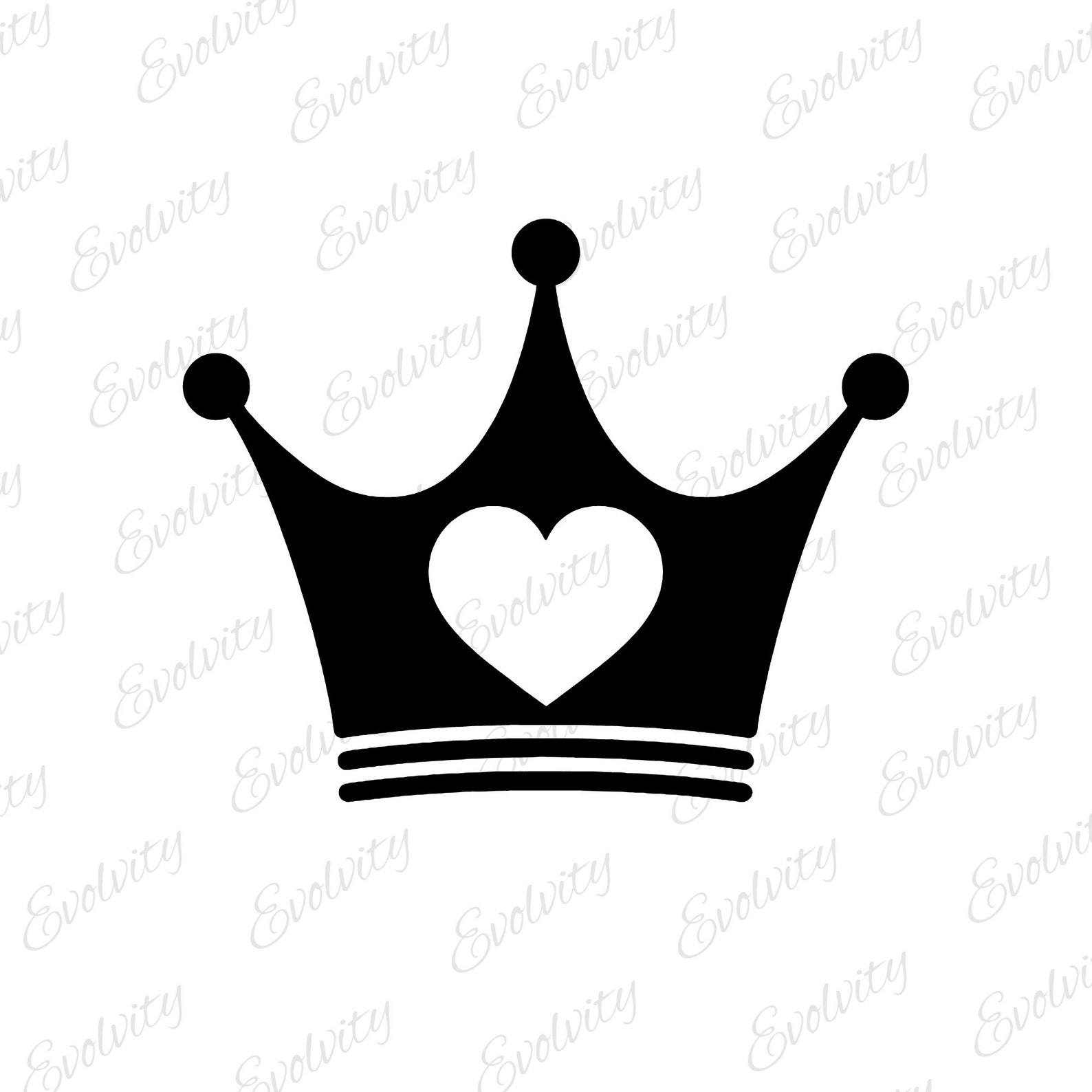Queen Heart Crown Silhouette SVG Vector and Clipart PNG Cut File ...