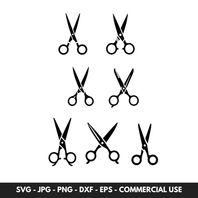 Scissors SVG Bundle, 7 Scissors Vectors, Scissors Clipart, Barber ...