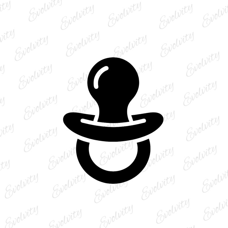 Baby Pacifier SVG Vector Bundle With 3 Pacifier Silhouette Clipart PNG ...