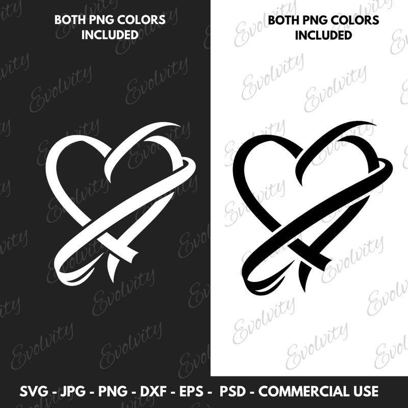 Ribbon Heart Svg - Etsy
