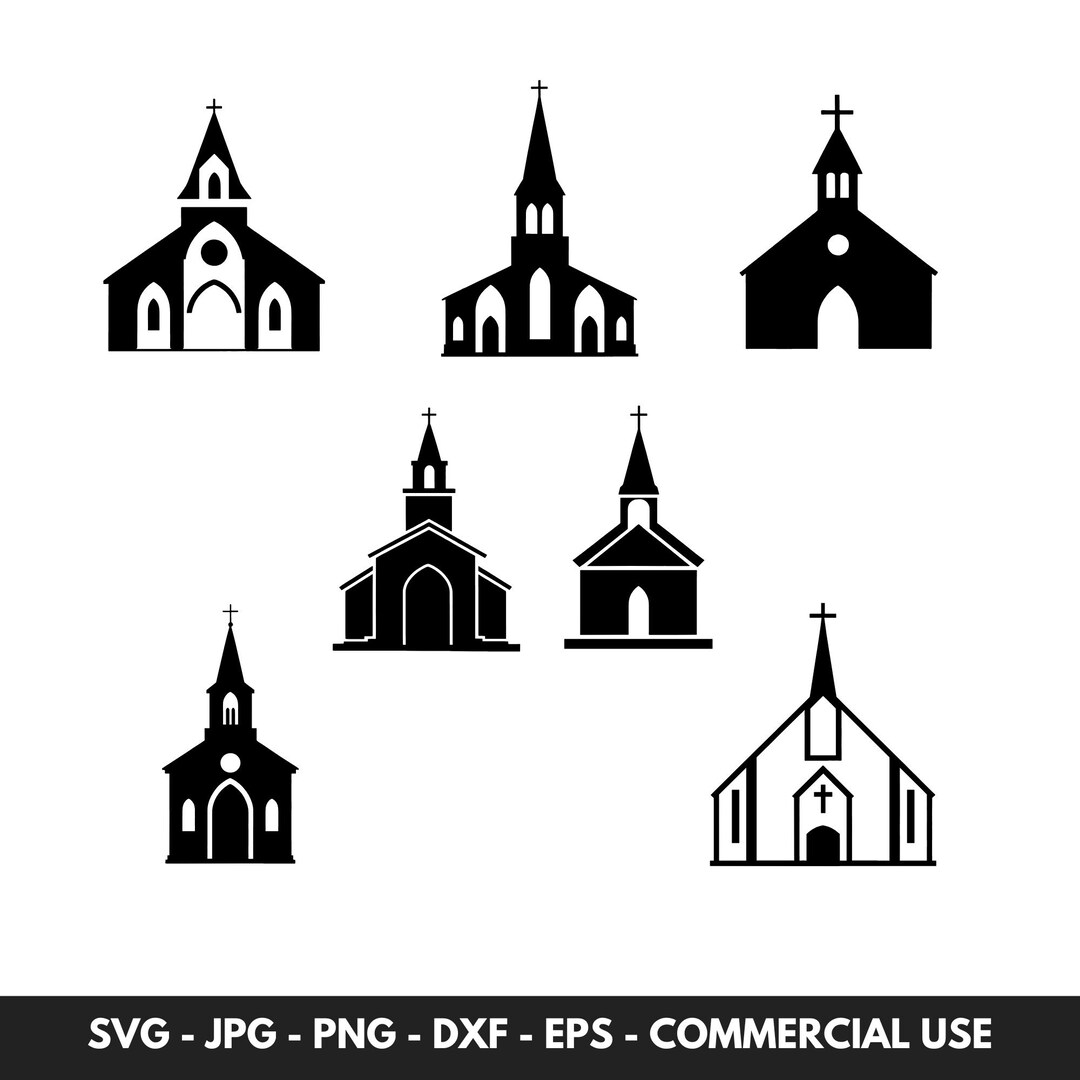 Church SVG Bundle: Cathedral Silhouette Vector Clipart (digital ...