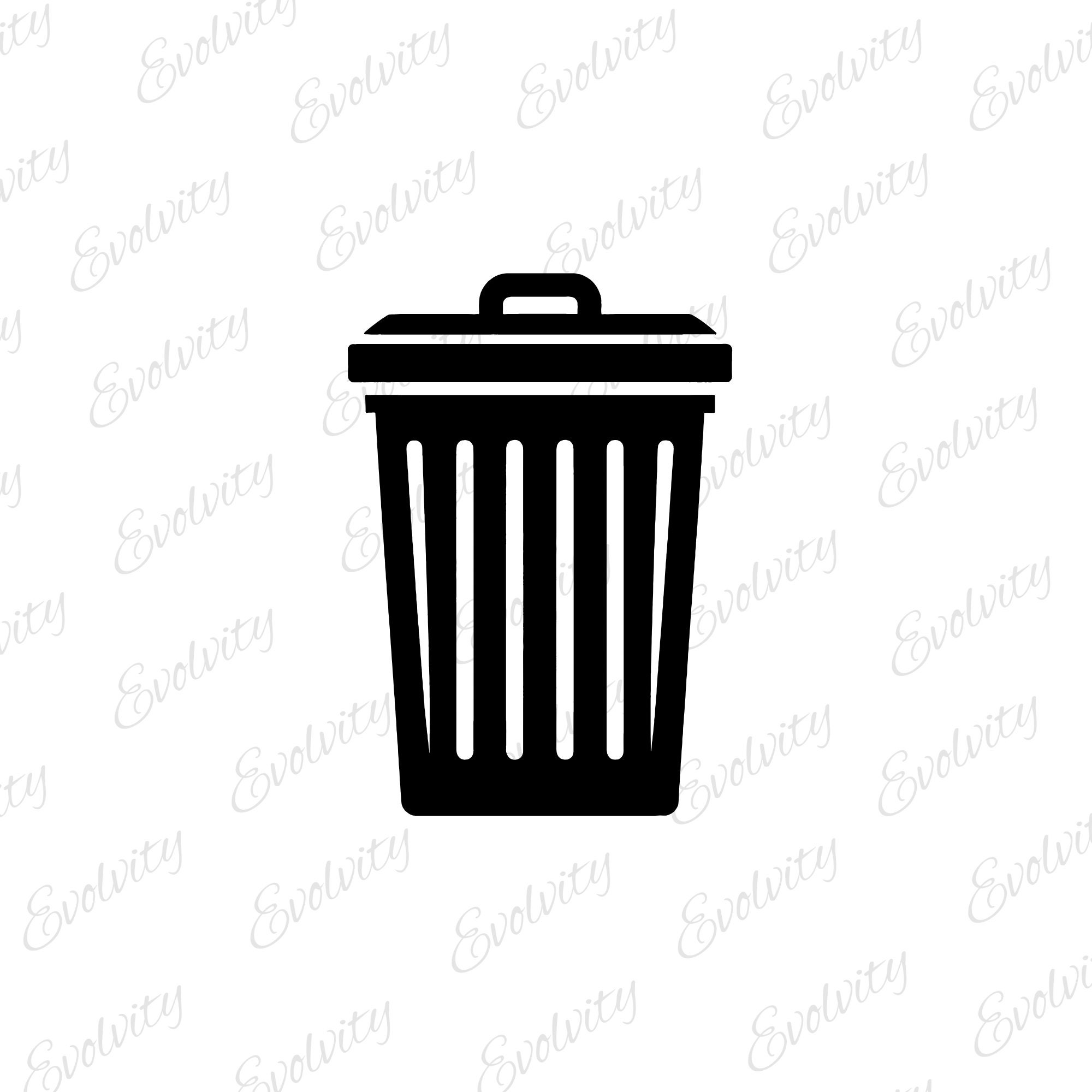 Trash Can SVG Vector Bundle With 7 Trash Bin Clipart Silhouette PNG Cut ...
