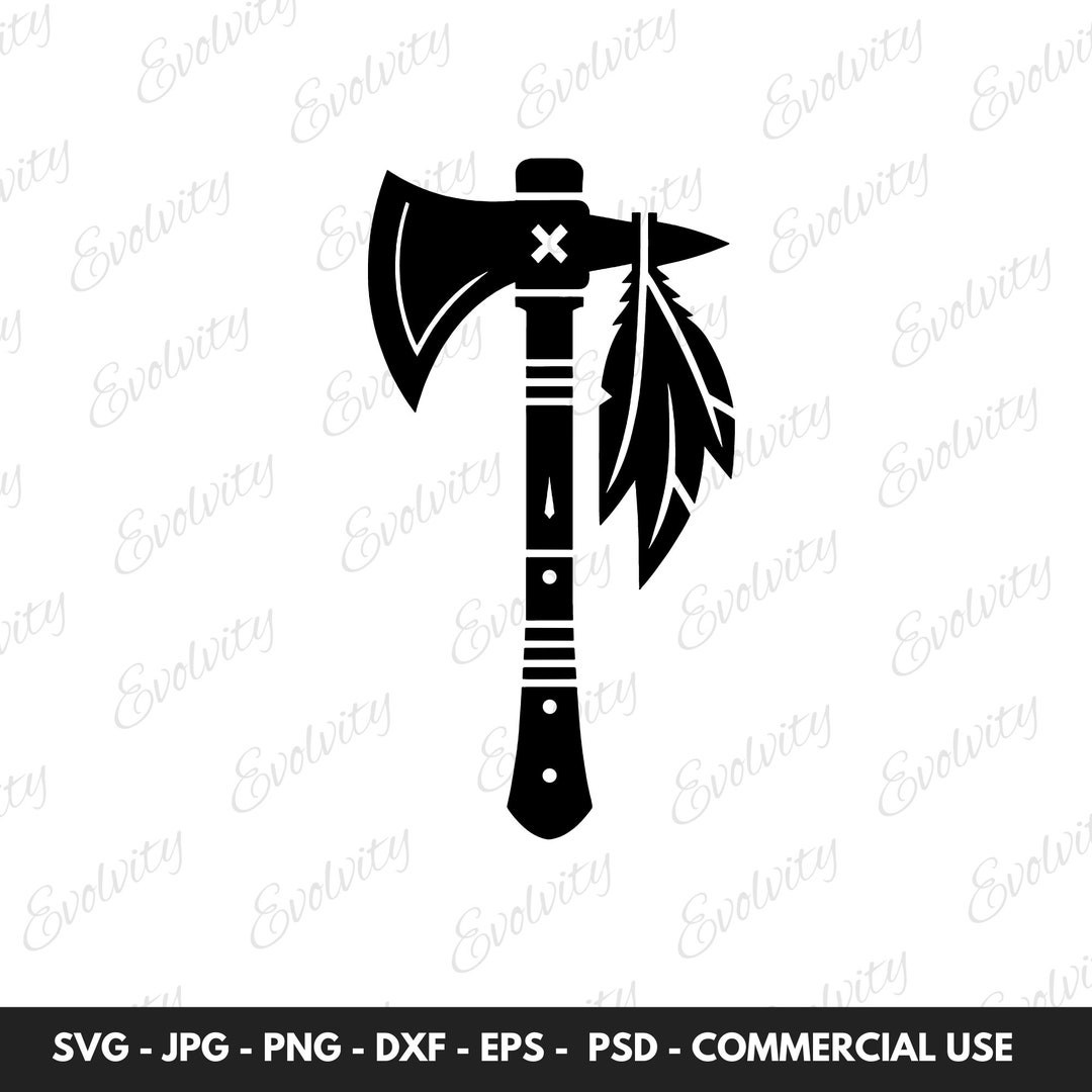 Tomahawk Axe SVG Vector Silhouette and Tribal Clipart PNG Cut File ...