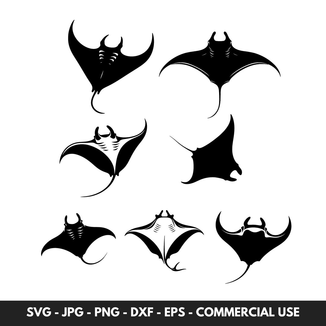 Manta Ray SVG Bundle, 7 Manta Ray Vectors, Stingray Clipart, Stingray PNG, Manta Ray Clipart ...
