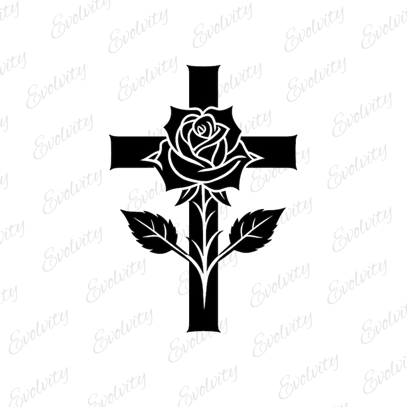 Cross With Rose SVG Bundle: Christian Clipart, Silhouette Cut Files ...