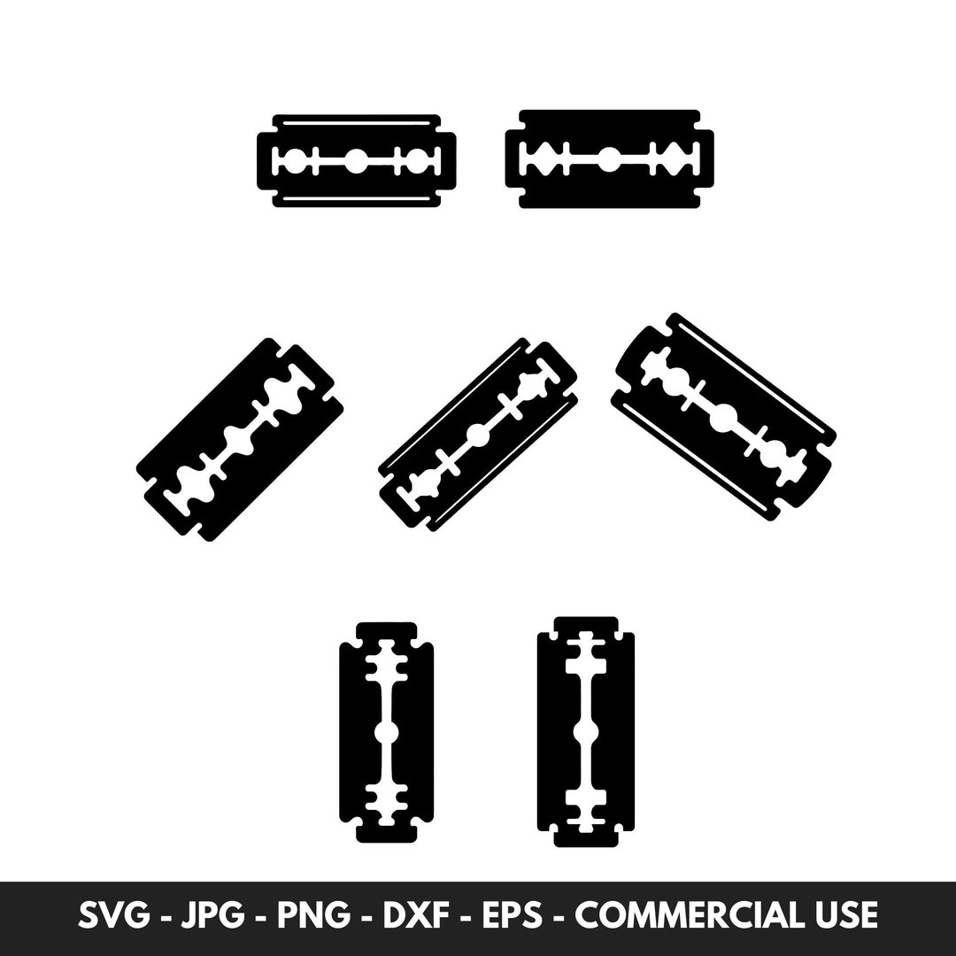Razor Blade SVG Vector Bundle With 7 Razor Blade Clipart Silhouette PNG ...