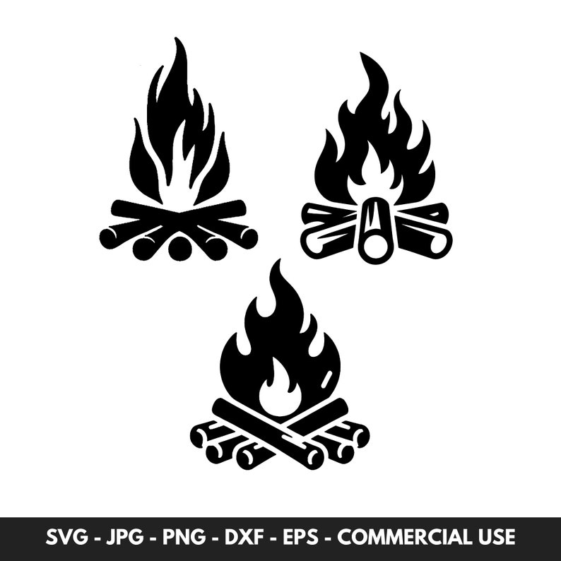 Campfire SVG Bundle, 3 Campsite Vectors, Hiking Clipart, Camping PNG ...