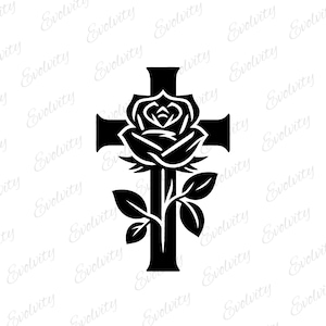Cross With Rose SVG Bundle: Christian Clipart, Silhouette Cut Files ...