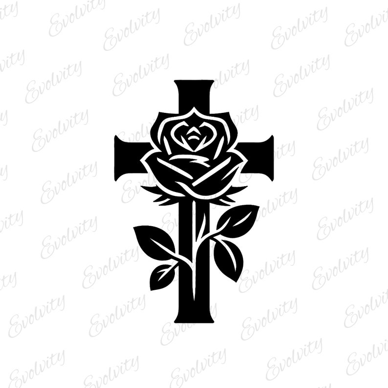Cross With Rose SVG Bundle: Christian Clipart, Silhouette Cut Files ...