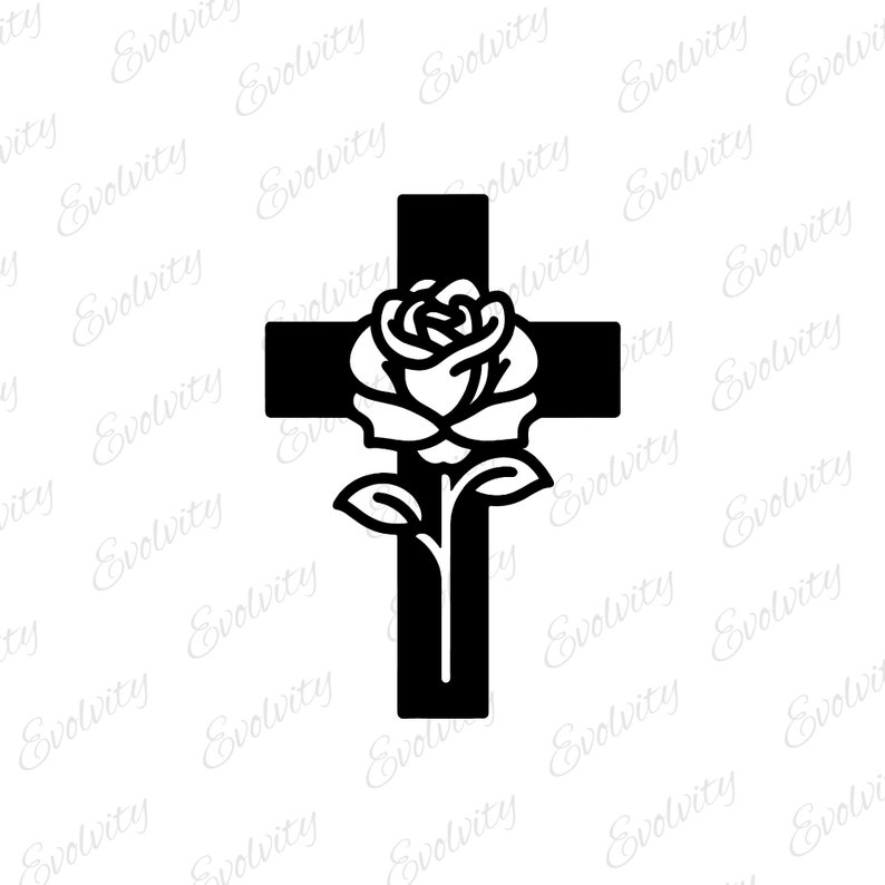 Cross With Rose SVG Bundle: Christian Clipart, Silhouette Cut Files ...
