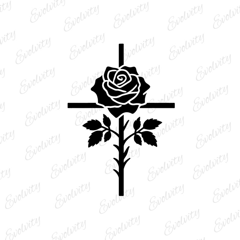 Cross With Rose Vector Graphic, Cross PNG, Rose Clipart, Beautifully ...