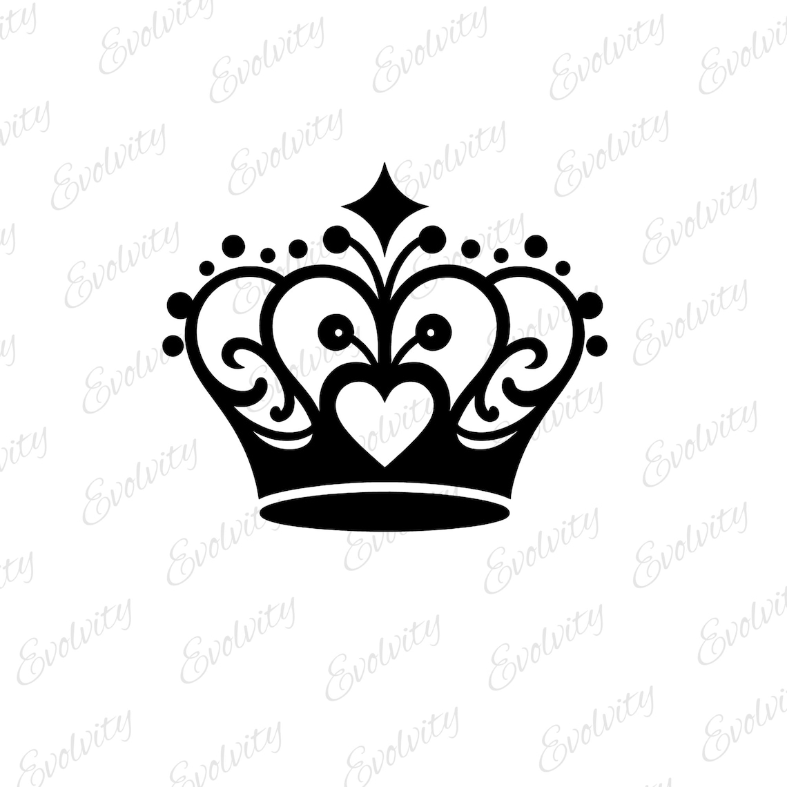Crown With Heart SVG Bundle, Princess, Queen SVG, 7 Heart With Crown ...