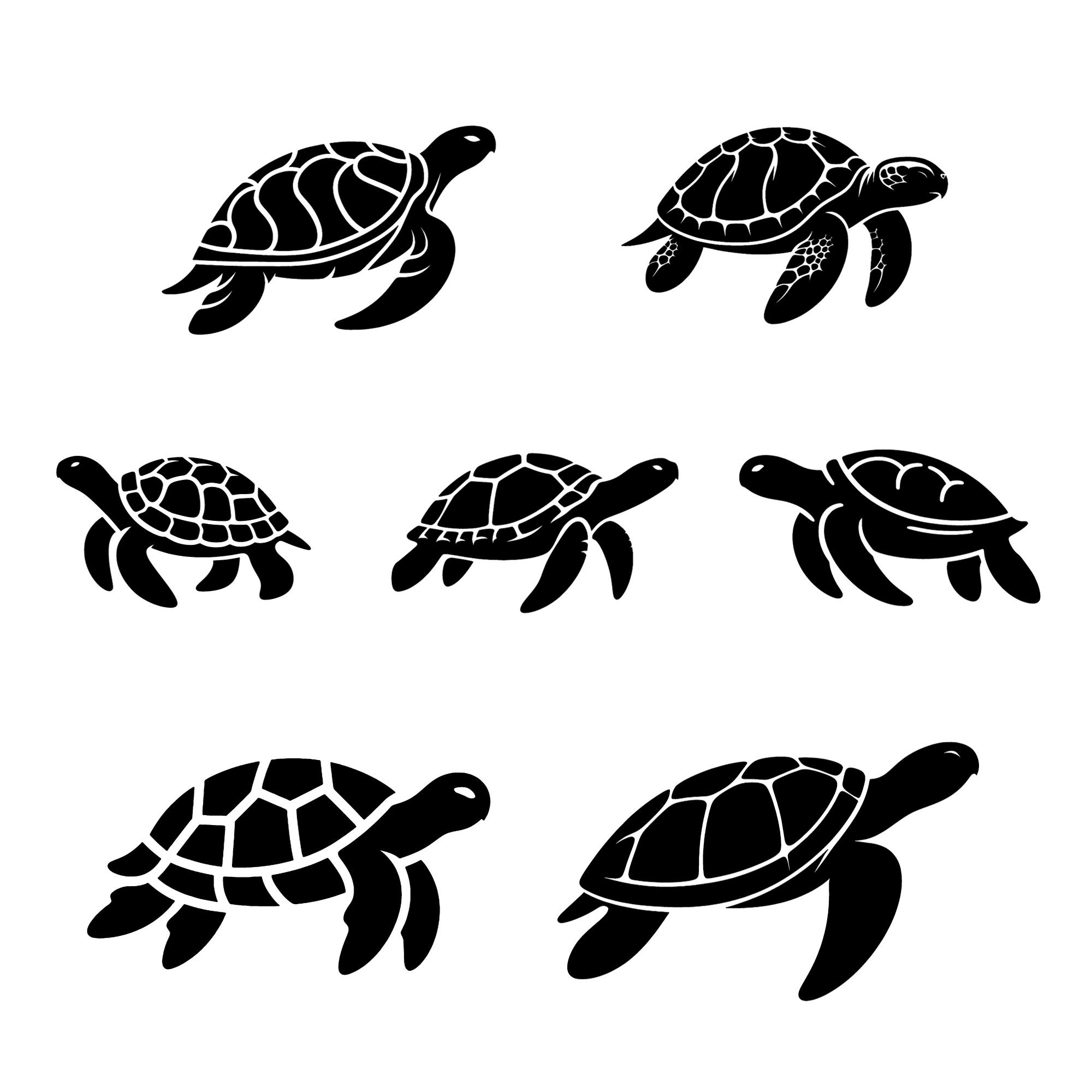 Sea Turtle SVG Vector Bundle: Tortoise Silhouette Clipart (digital ...