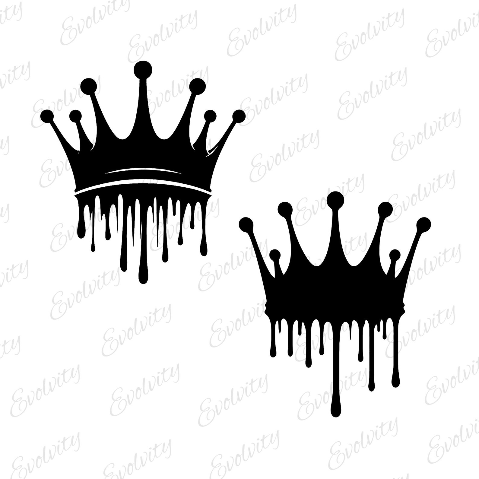 Dripping Crown SVG Bundle: King, Queen, Princess Clipart (digital ...