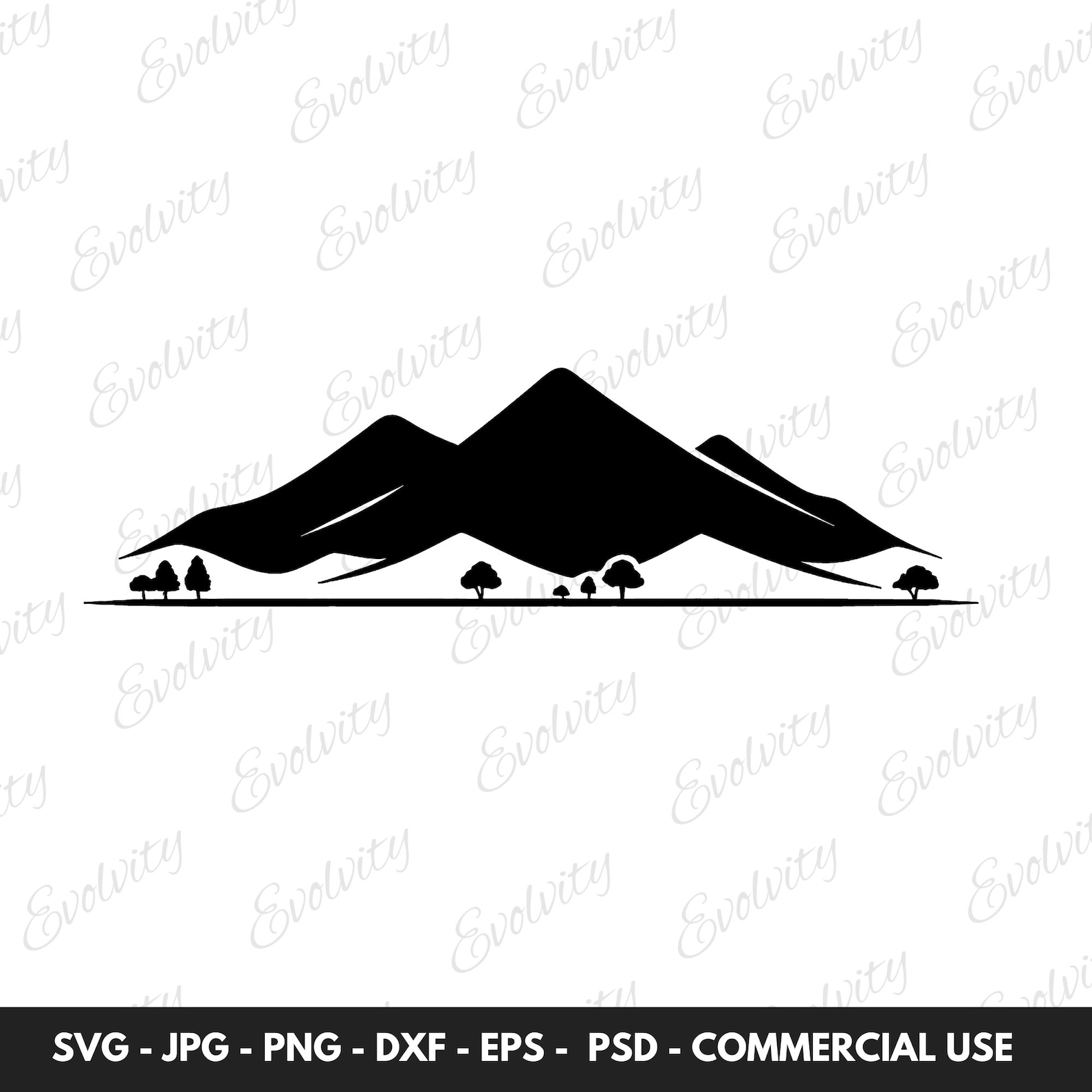 Hill Vector, Mountain SVG, Cute Hill Clipart, Hill Silhouette ...