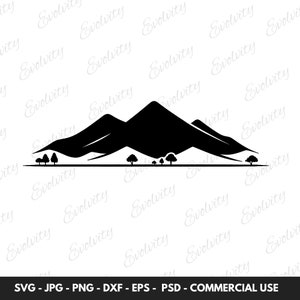 Hill Mountain SVG Vector Clipart and Silhouette Landscape PNG, Nature ...
