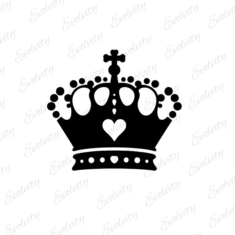 Crown With Heart SVG Bundle: Princess Queen Silhouette Clipart (digital ...