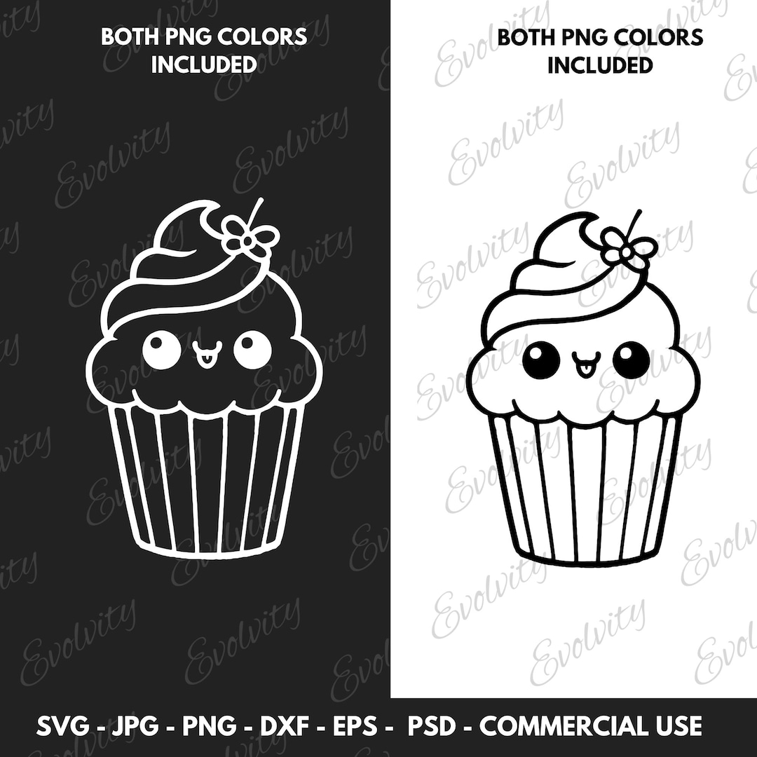 Cute Cupcake SVG Vector Art and Sweets Cupcake Clipart Silhouette PNG ...
