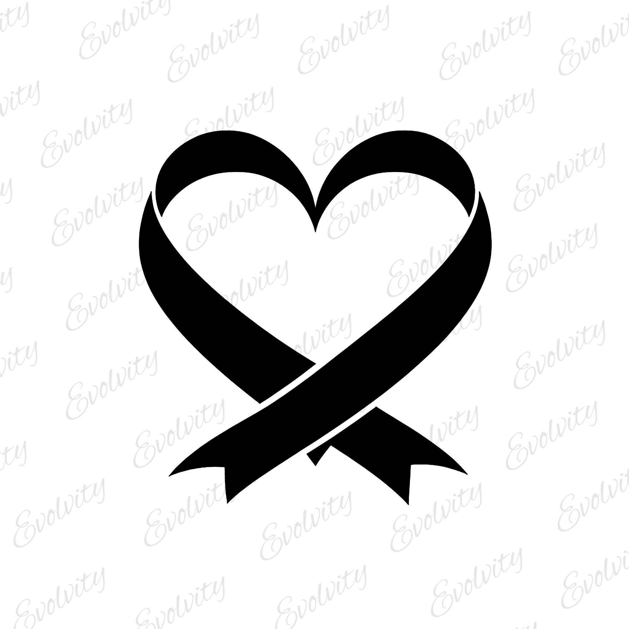 Heart With Ribbon SVG, Heart Vector, Ribbon PNG, Heart Clipart, Love ...