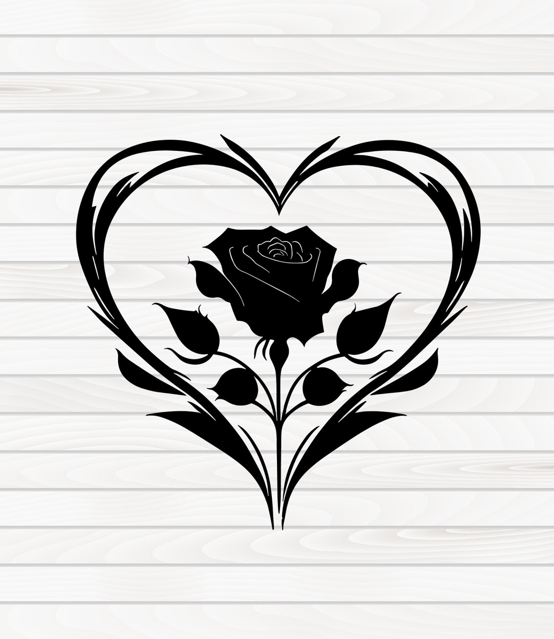 Beautiful Heart With Rose SVG, Flower Heart Svg, Rose Heart Clipart ...