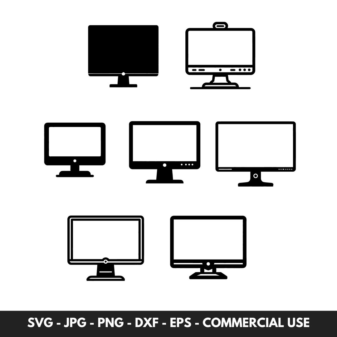 Monitor Vector SVG Bundle 7 Monitor Cliparts and Silhouettes, Png, Dxf ...