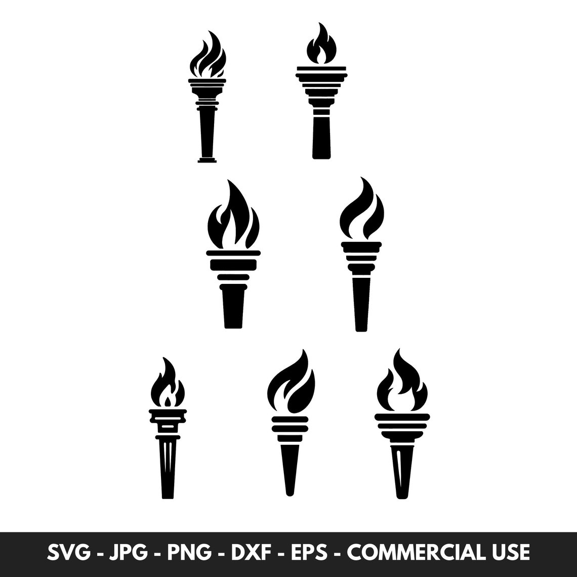 Torch SVG Bundle, 7 Torch Vectors, Torch Clipart, Torch Silhouette ...