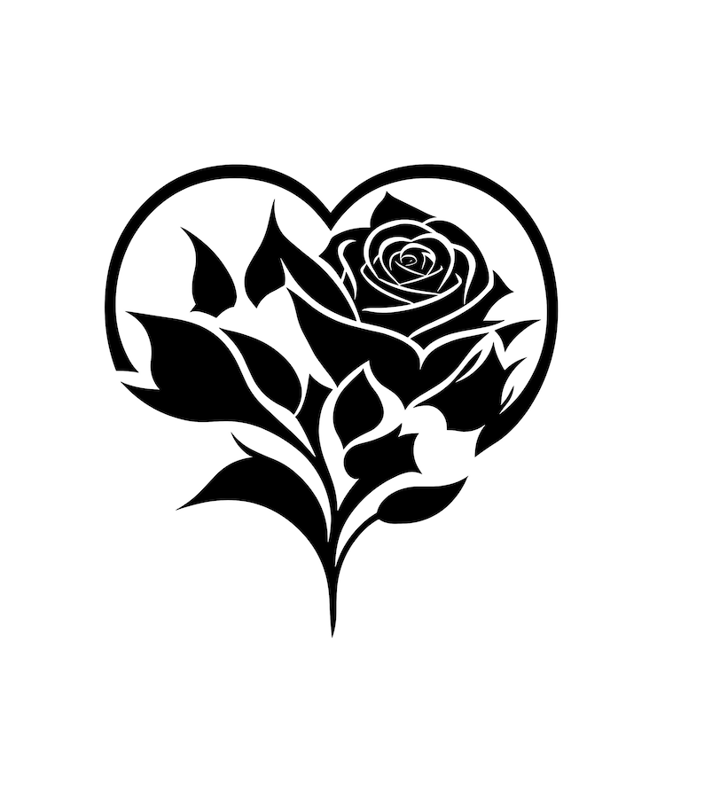 Rose Heart SVG Bundle: Floral Silhouette Clipart for Cricut (digital ...