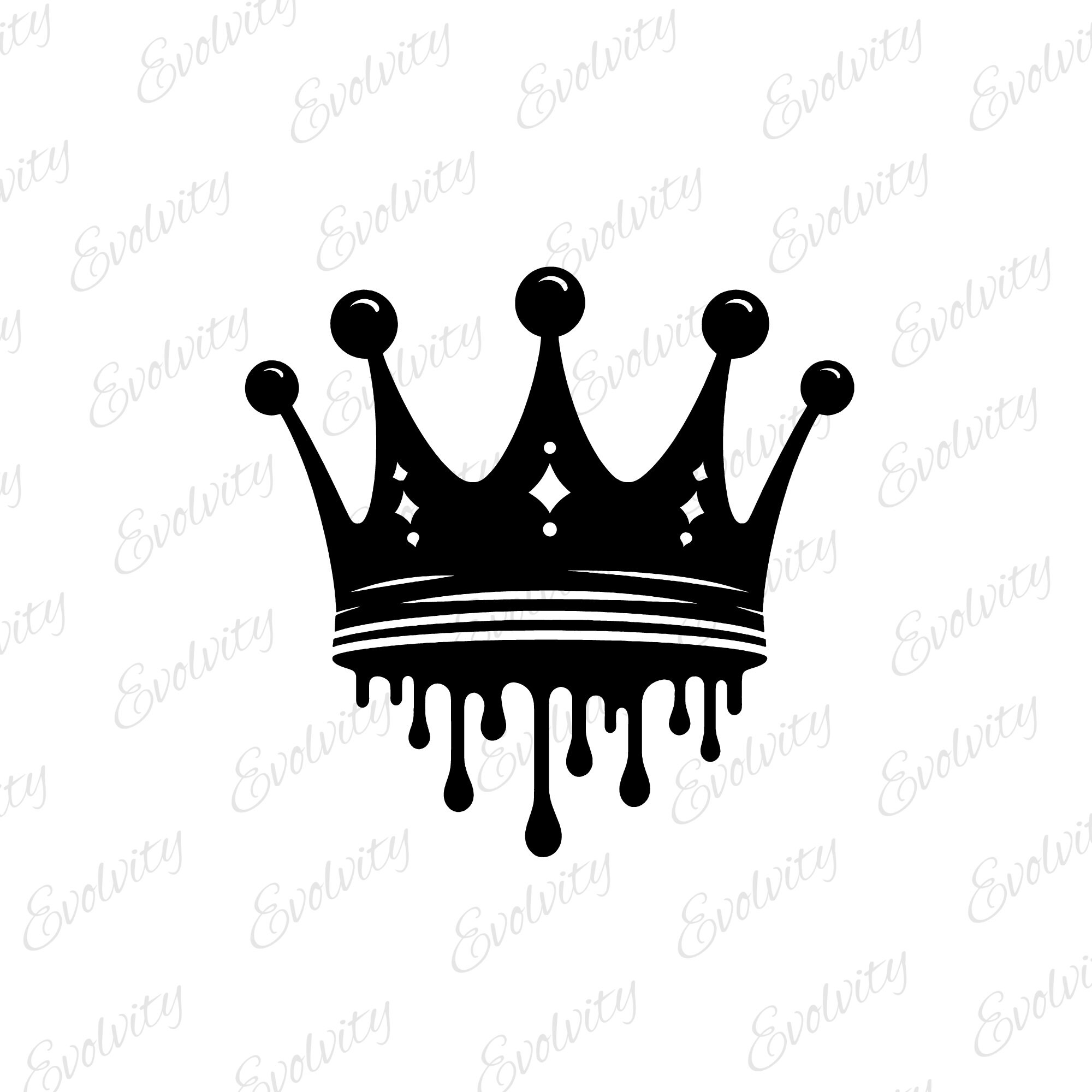 King Queen Crown SVG Bundle, 3 Crown Vectors, Dripping Crown Clipart ...
