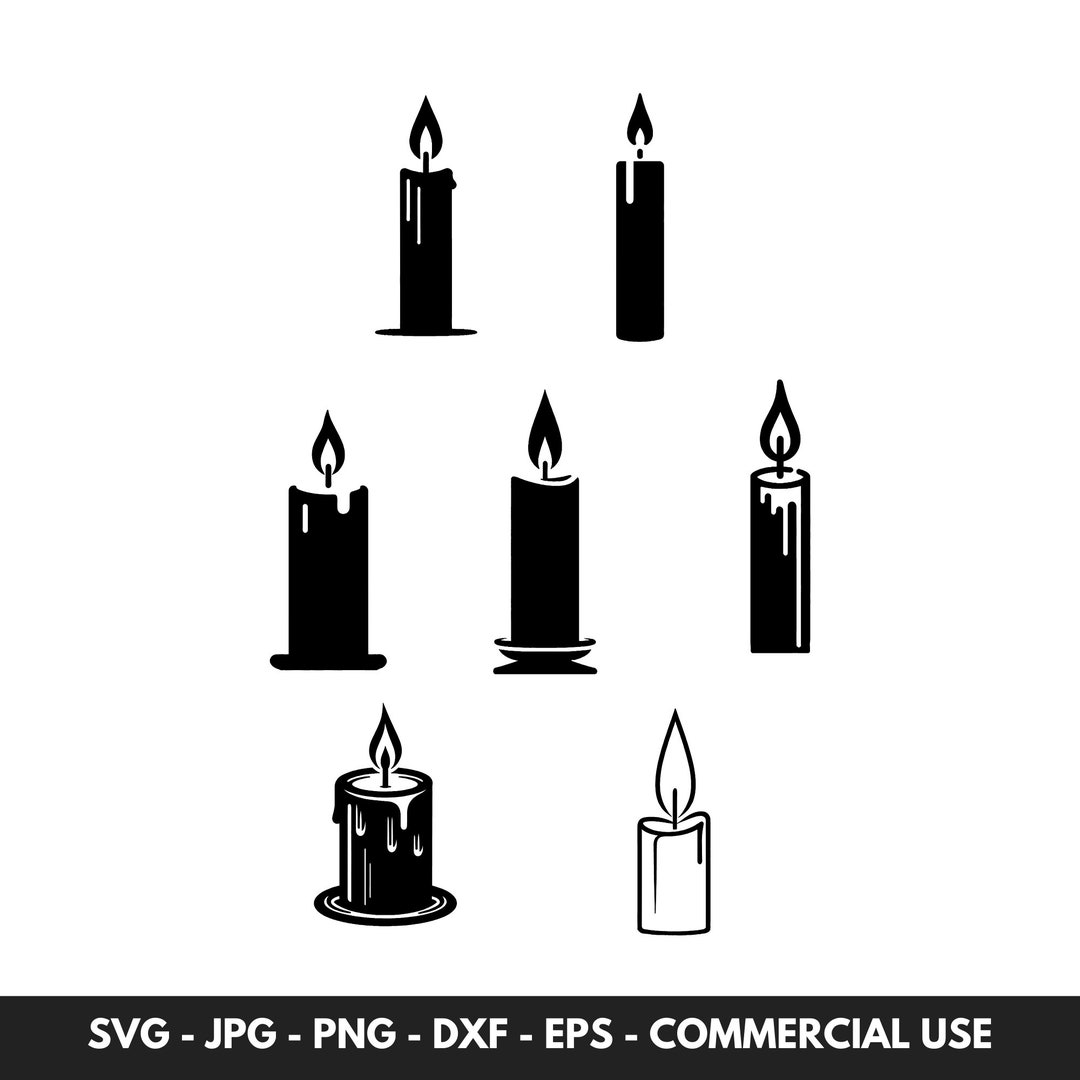 Candle SVG Bundle, 7 Candle Vectors, Candle Clipart, Candle Silhouette ...