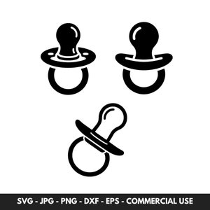 Baby Pacifier SVG Bundle, 3 Pacifier Vectors, Baby Clipart, Pacifier ...