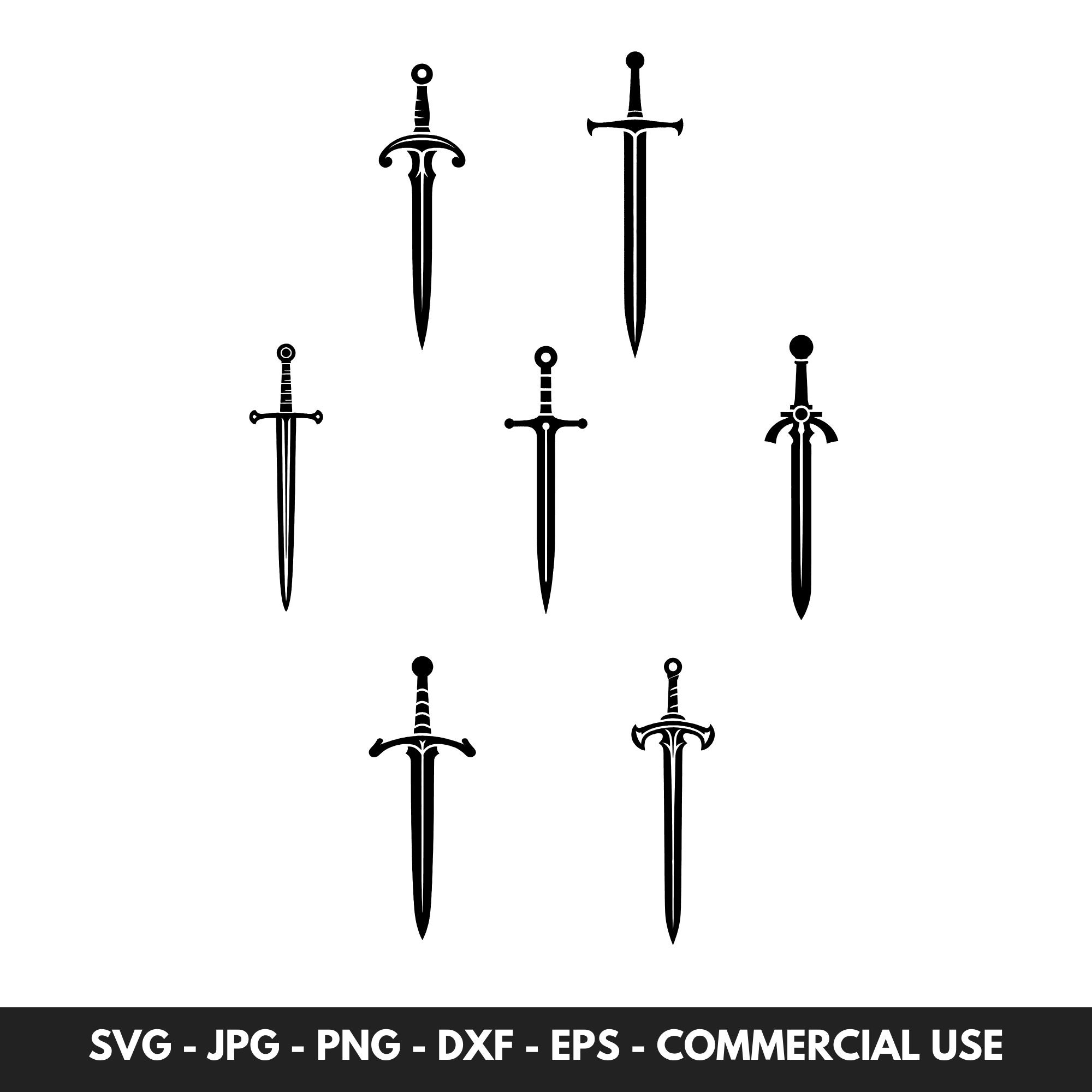 Sword SVG Vector Bundle: Clipart Silhouette Cut Files (digital Download ...