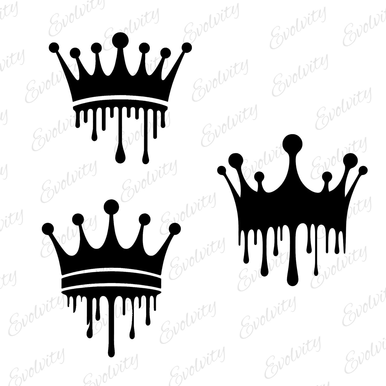 Dripping Crown SVG Bundle: King, Queen, Princess Clipart (digital ...