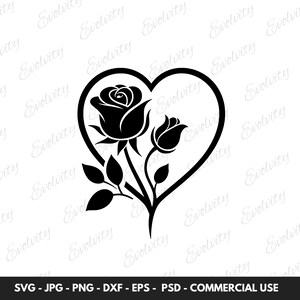 Rose Heart SVG, Floral Clipart, Cut File (digital Download) - Etsy