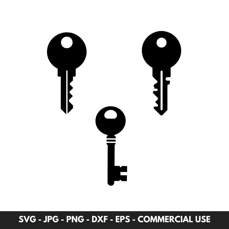 Home Keys SVG Vector Bundle With 3 Key Silhouette Clipart PNG Instant ...