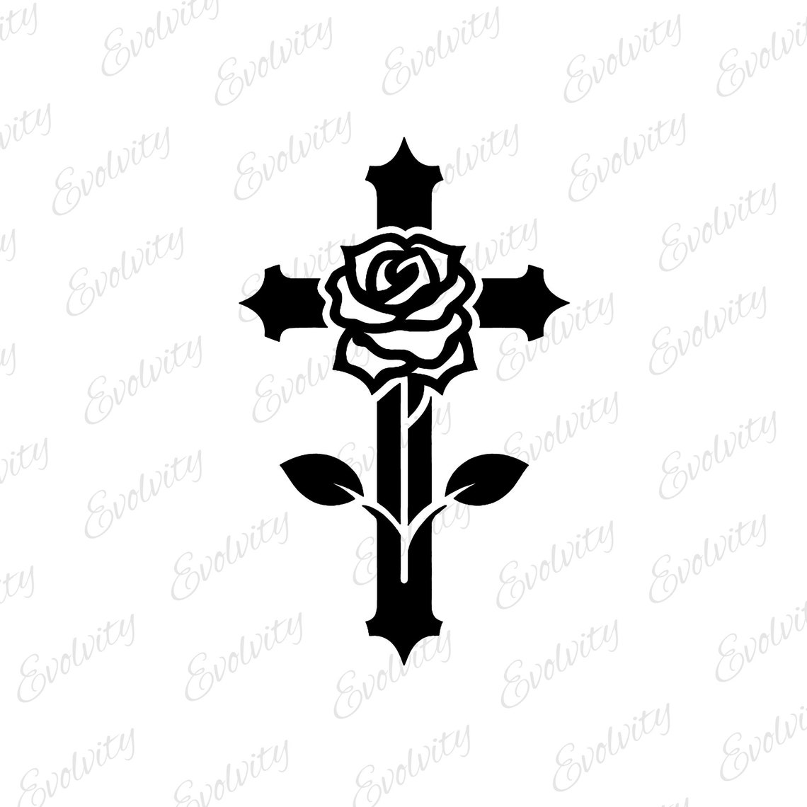 Cross With Rose SVG Bundle: Christian Clipart, Silhouette Cut Files ...