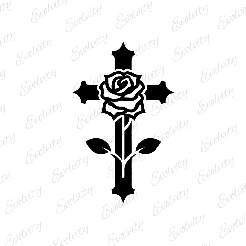 Cross With Rose SVG Bundle: Christian Clipart, Silhouette Cut Files ...