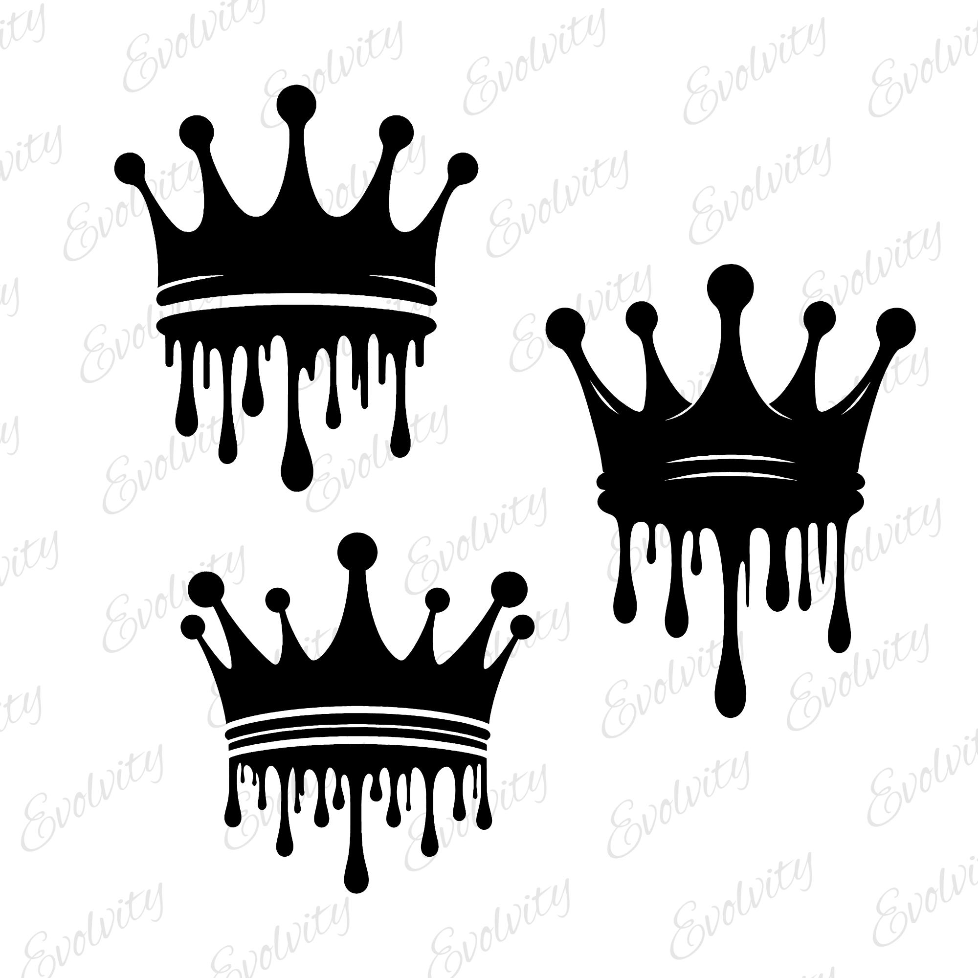 Dripping Crown SVG Bundle: King, Queen, Princess Clipart (digital ...