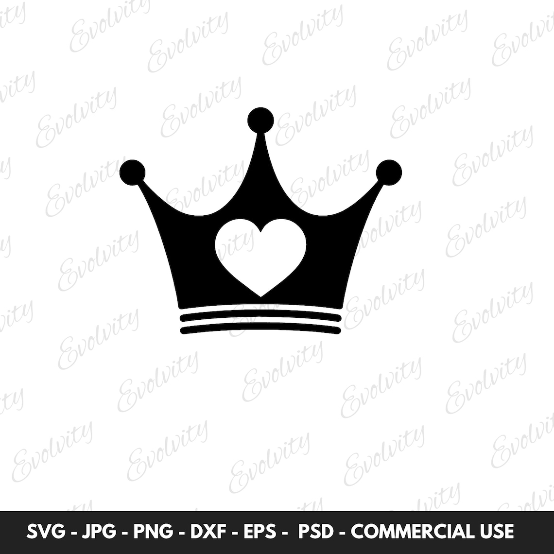 Queen Heart Crown Silhouette SVG Vector, Royal Queen Cut File for ...